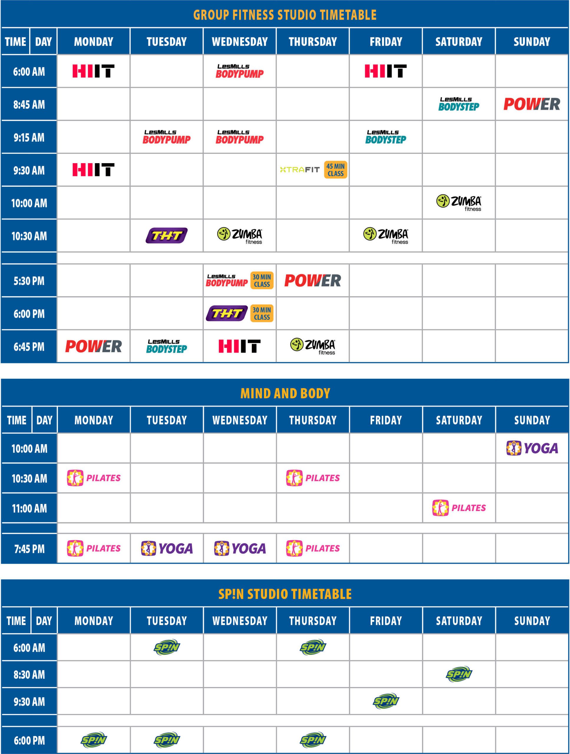 Group Fitness Timetable | Advance Fitness
