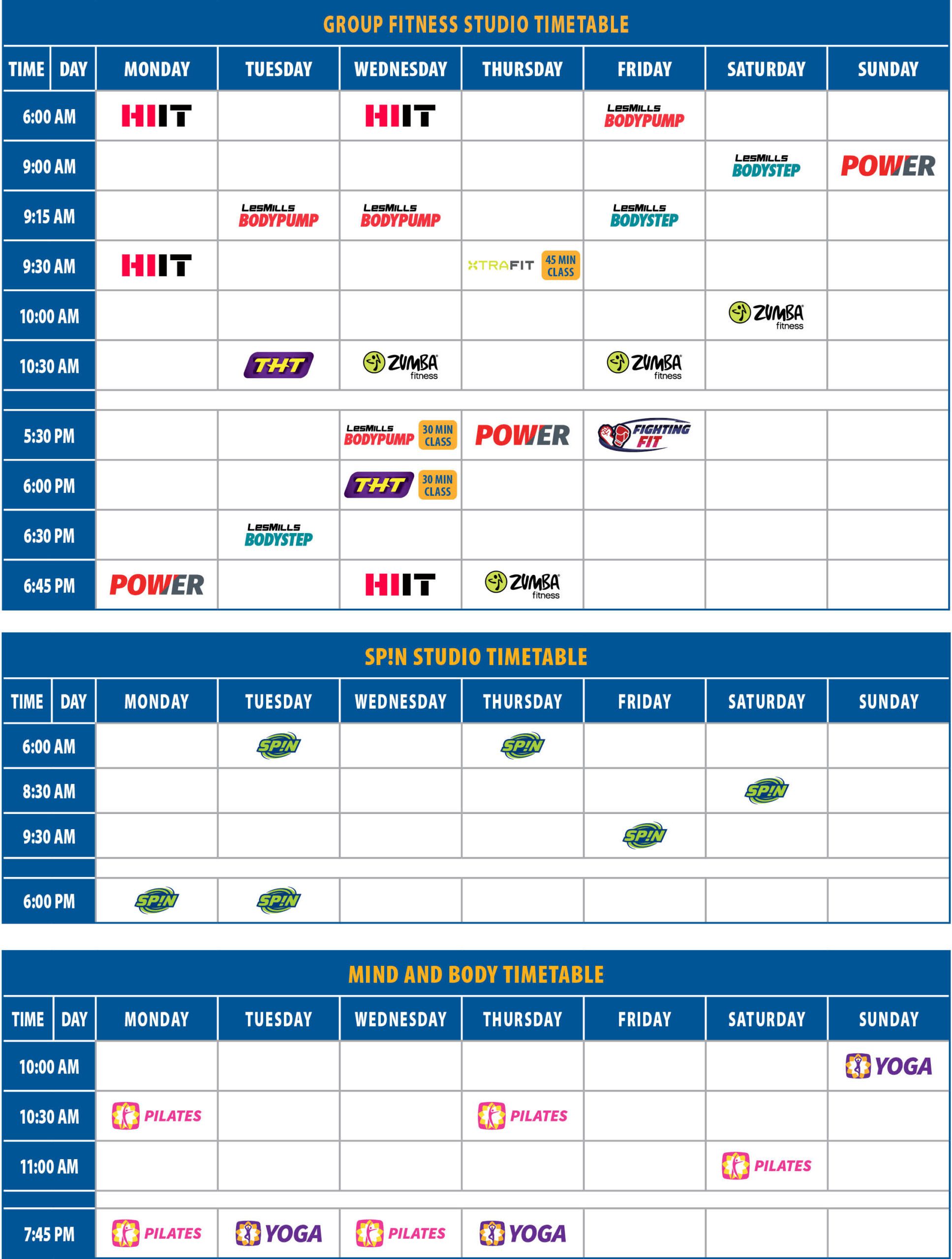 Group Fitness Timetable | Advance Fitness