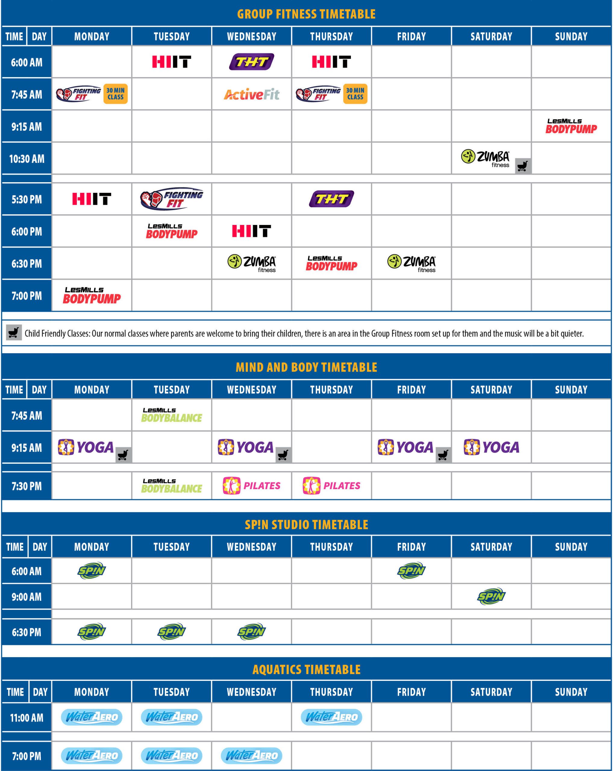 Group Fitness Timetable | Advance Fitness